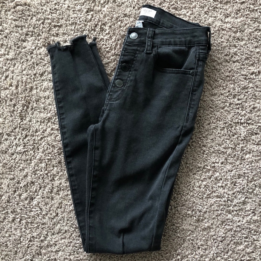 High Rise, Button Fly Jeans - Gem